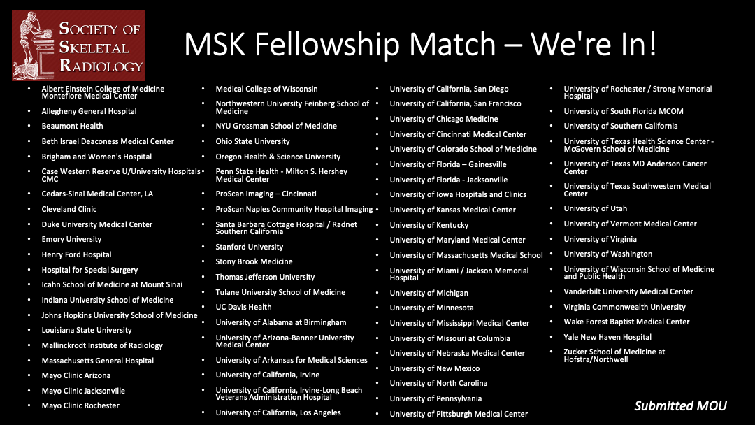 MSK Match Resources & Timeline | Society of Skeletal Radiology